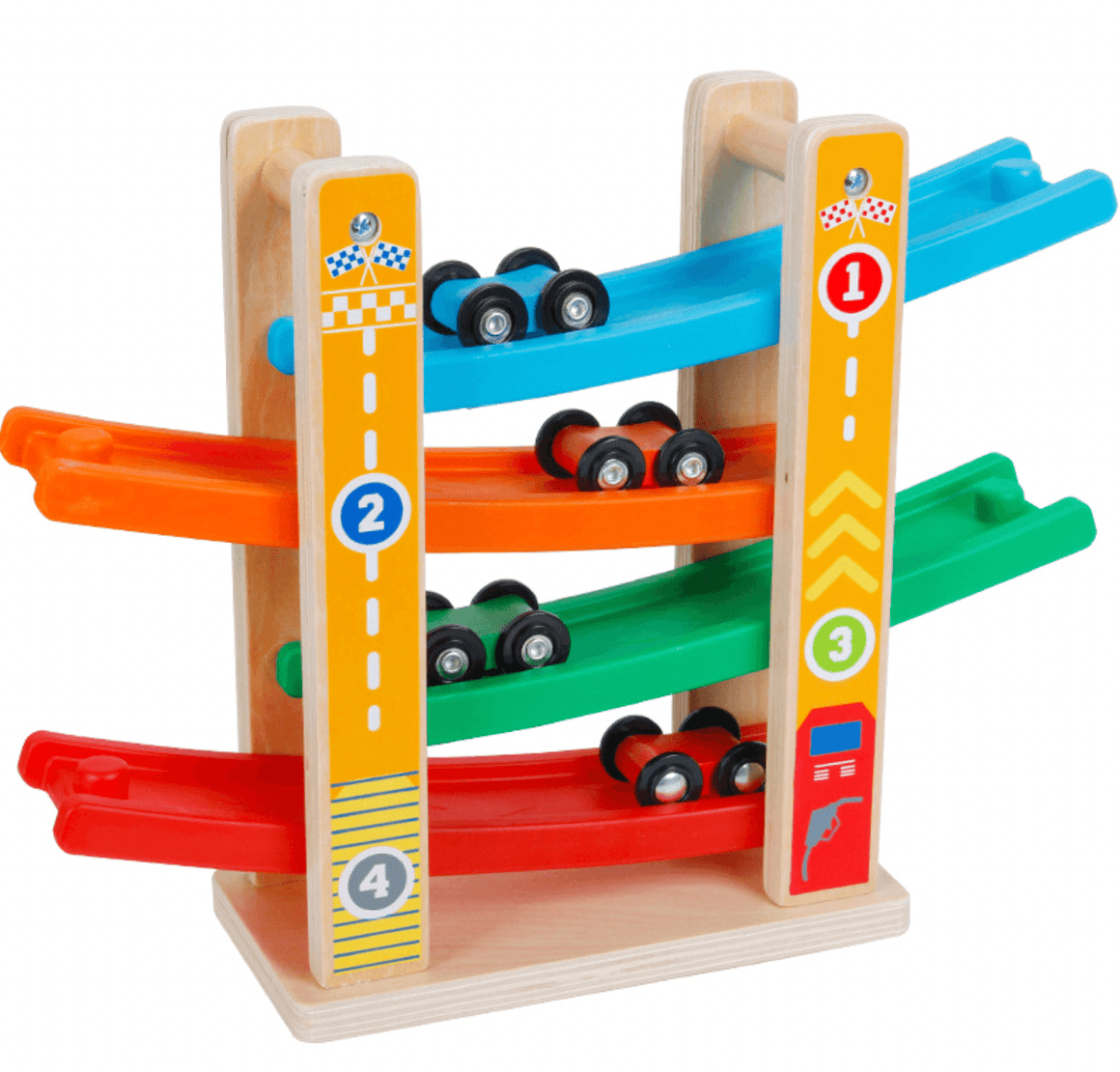 Wooden Car Ramp Race Track Toy - 4-Level – Taylorson